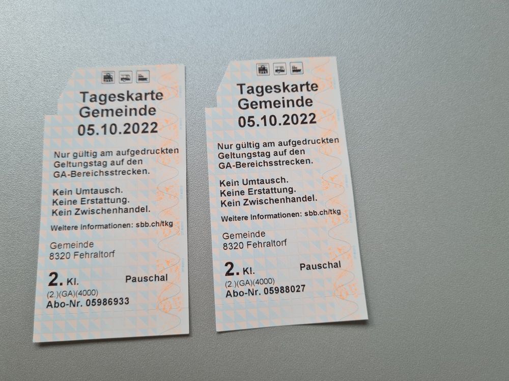 GA TAGESKARTE SBB 05.OKTOBER 2022 - 2 Stück (Neu (gemäss Beschreibung ...