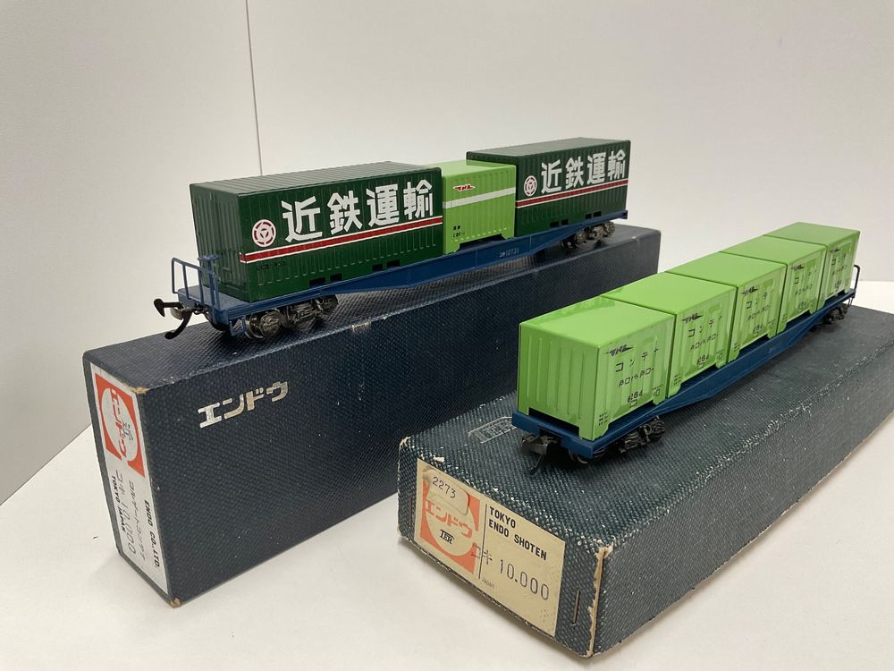 Endo Modelleisenbahn Güterwagen mit Container, Spur H0 Japan (Gebraucht ...
