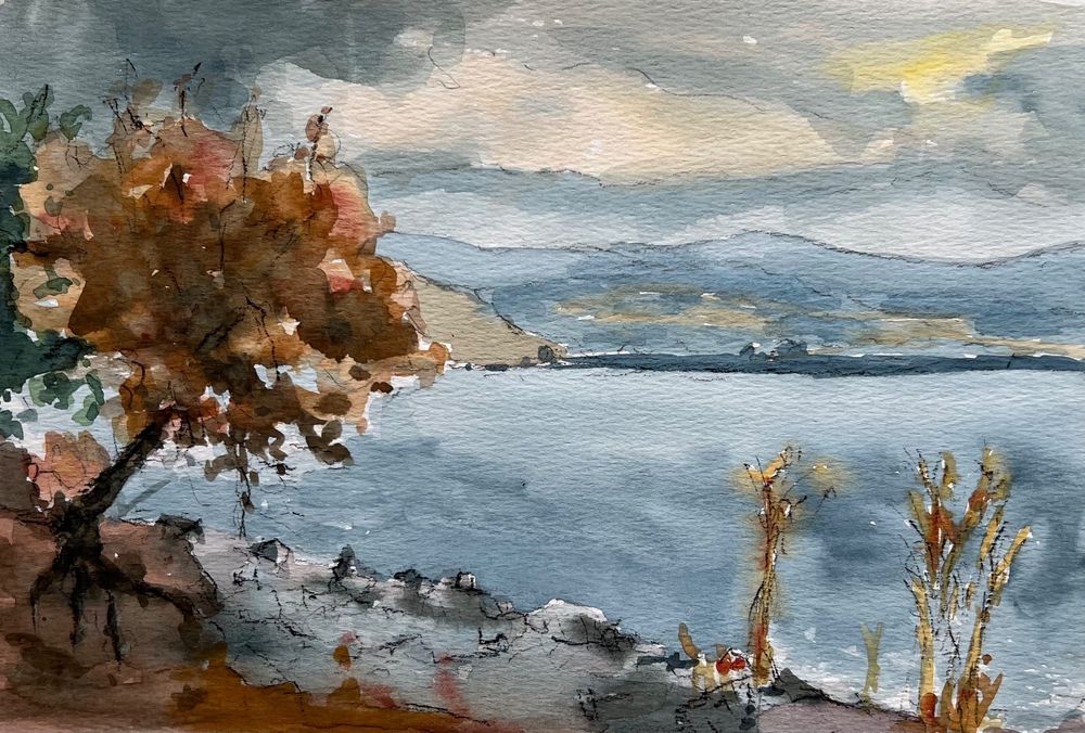 Hans LANZ, Regenstimmung am See Genezareth Aquarell (Gebraucht) in ...