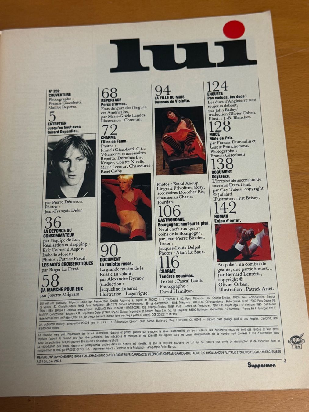 Lui Magazine, Nr.202 Novembre 1980 (D'occasion) à Kaiseraugst pour CHF ...