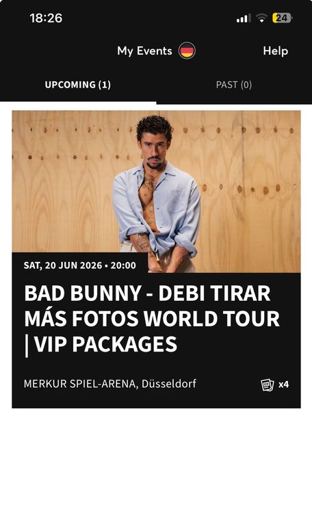 Bad Bunny 1x VIP early Entry Ticket Düsseldorf 2026 (Neu (gemäss ...
