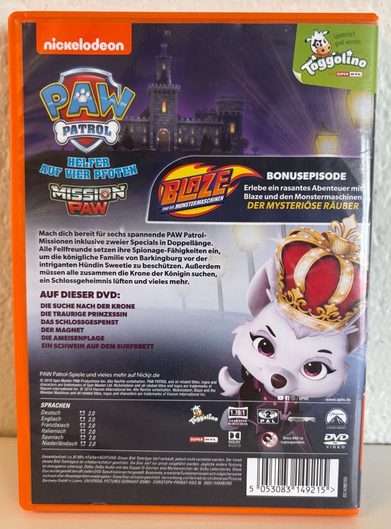 Paw Patrol DVD Mission Paw (Gebraucht) in Zürich für CHF 2 – mit ...