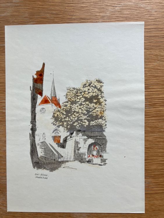 Aquarell Biel Bienne Stadtkirche Original (Gebraucht) in Schlieren für CHF 20 – mit Lieferung ...