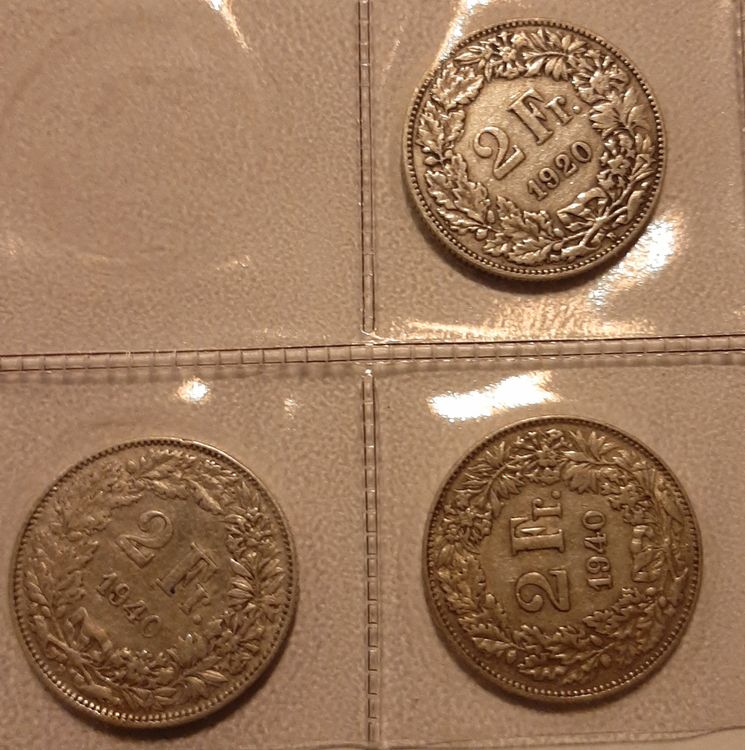 8 Stück Silber- 2Fr. 1920 bis 1965 | Kaufen auf Ricardo