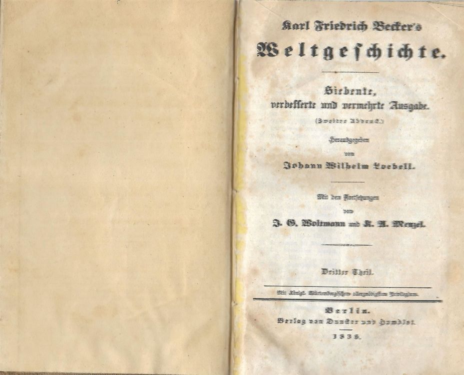 Karl Friedrich Becker's Weltgeschichte 1836 (Gebraucht) in Bern für CHF ...