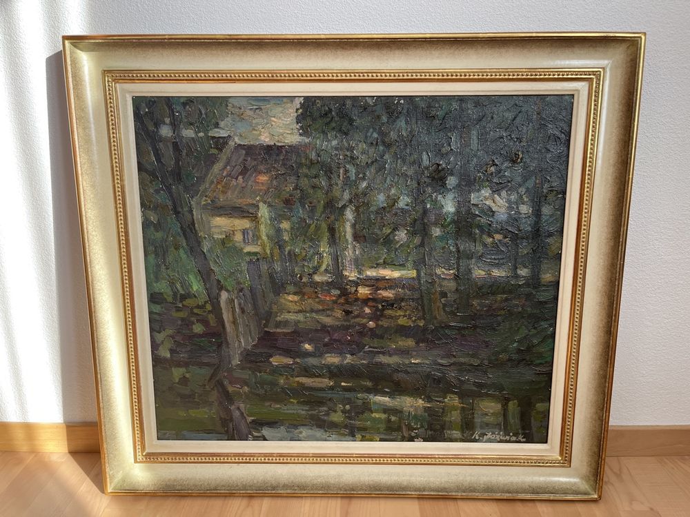 Ölgemälde "Stare Domy", signiert, gerahmt (Gebraucht) in Bauma für CHF 50 – nur Abholung auf ...