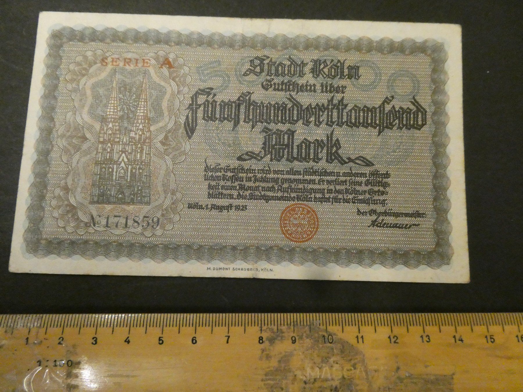 Dt. Reich 1923, Köln, 500'000 Mark Signatur Adenauer (Gebraucht) in ...