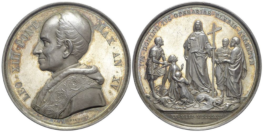 b- Rom, Leo XIII., Silbermedaille AN XV (1892) (Gebraucht) in Chiasso für CHF 110 – mit ...