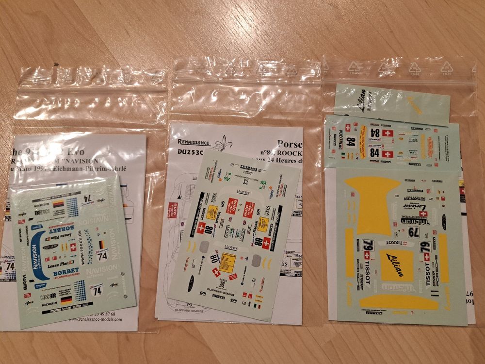 3 X 1/43 PORSCHE GT2 DECALS RENAISSANCE MODELS TOP ZUST. (Neu und ...