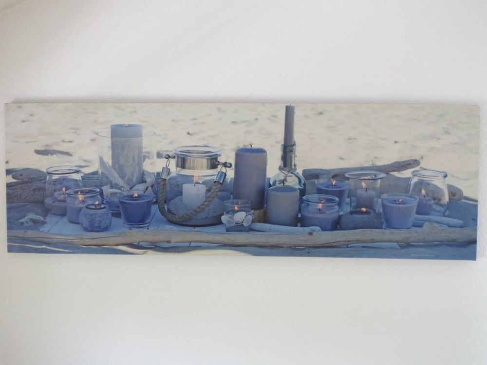 Leinwand- Strand- Kerzenbild mit flackern 45x 140cm (Gebraucht) in Frick für CHF 25 – nur ...