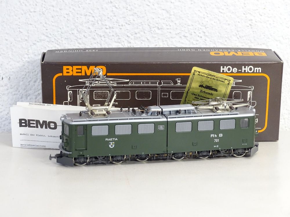 Bemo 1254/1 Elektrolok Ge6/6, RhB, Grün Raetia 701, H0m, OVP (Gebraucht ...