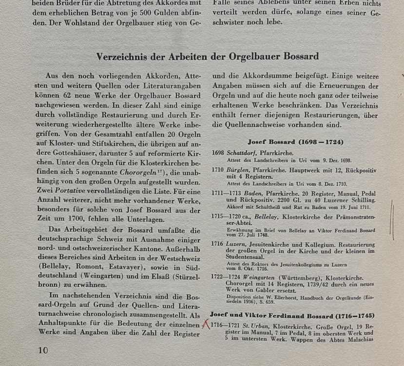 Die Orgelbauerfamilie Bossard aus Baar ZG und ihre Orgeln (Gebraucht) in Bern für CHF 9.9 – mit ...
