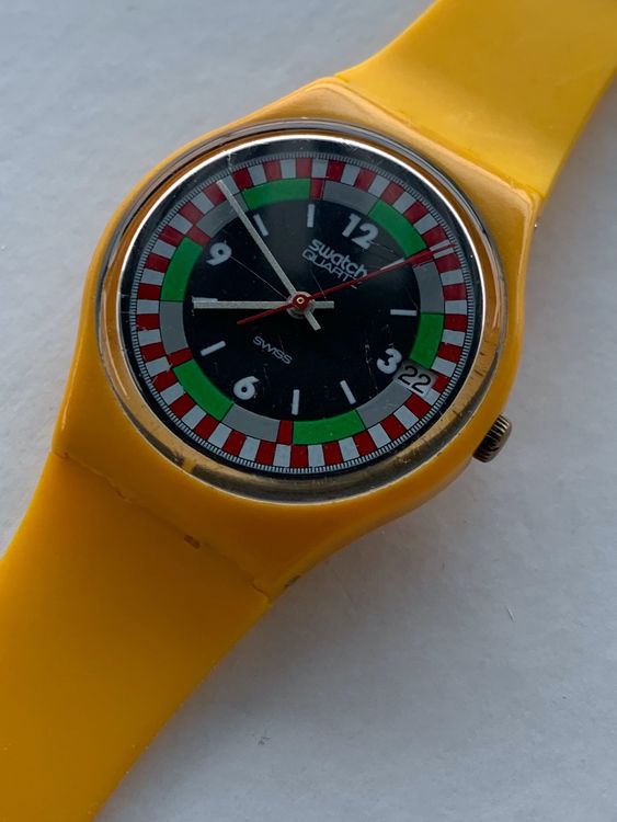 SWATCH *YELLOW RACER *GJ400* 1984*EXTREM RAR!!!*7 Loch*LÄUFT | Kaufen ...