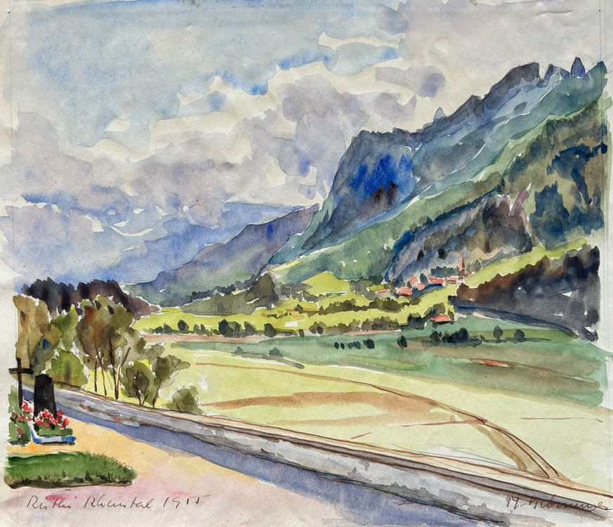 M. Debrunner, 1955 - Aquarell, Rüthi SG, Rheintal (Gebraucht) in Frauenfeld für CHF 44 – mit ...