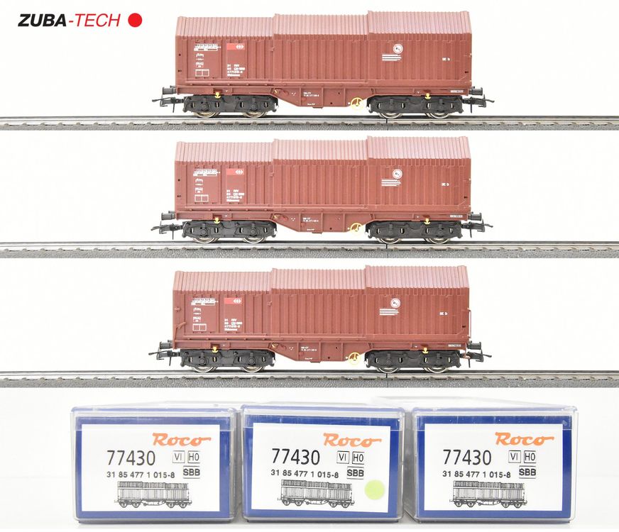 Roco 3x 77430 Teleskophaubenwagen der SBB H0, GS mit OVP | Kaufen auf ...