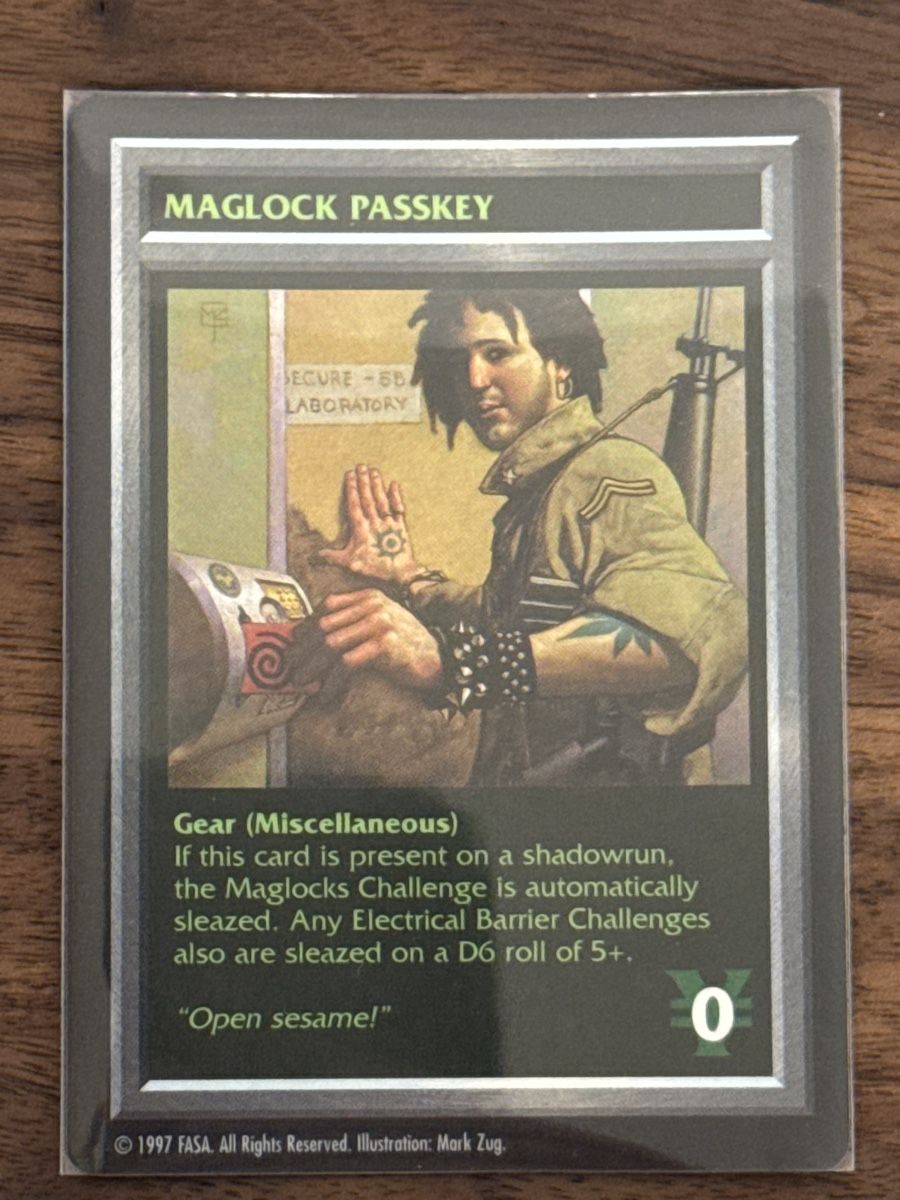 Shadowrun Maglock Passkey Sammelkarte Vintage 1997! Top! (Gebraucht) in ...