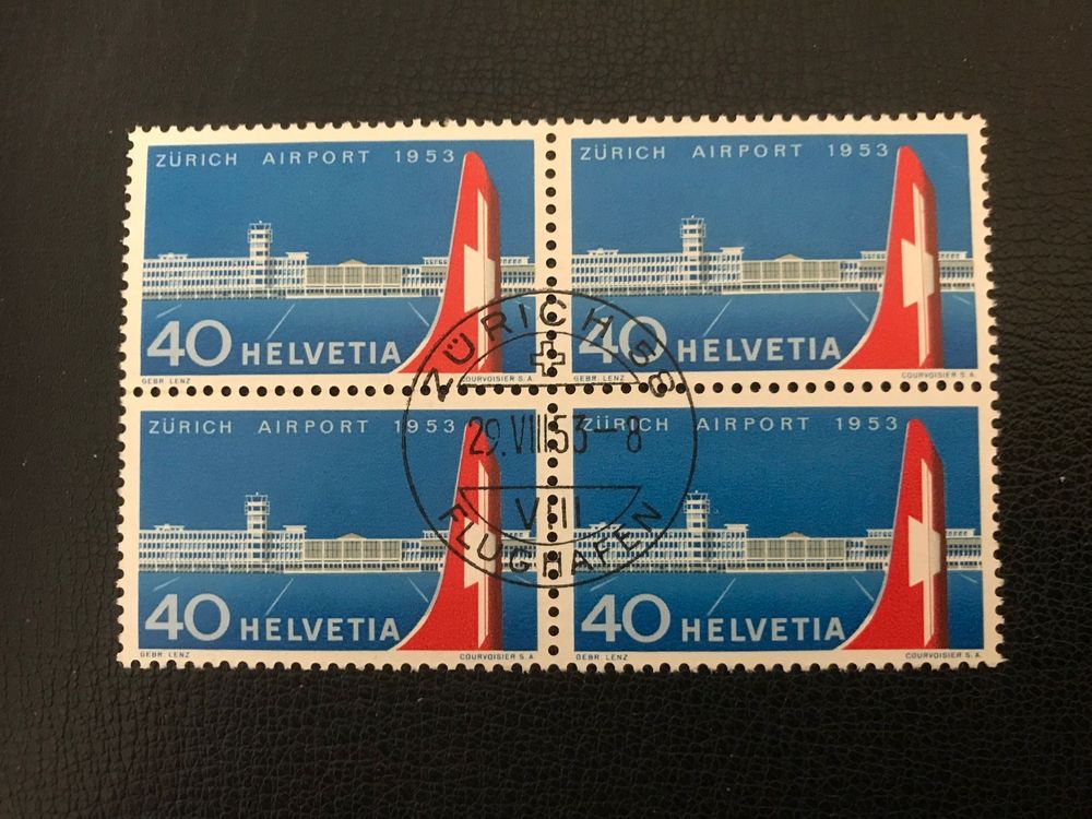 Flughafen Zürich 1953, Viererblock, ET-gestempelt | Kaufen auf Ricardo