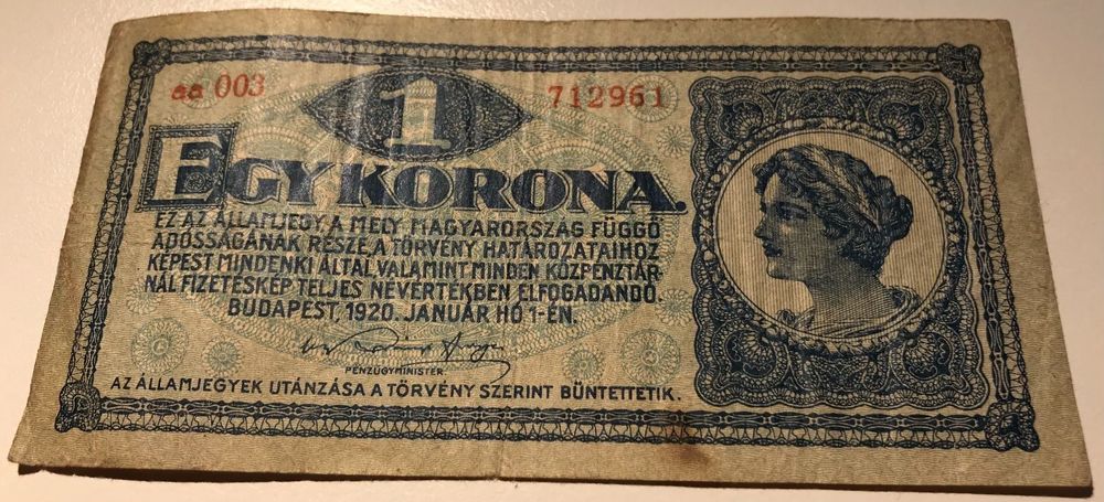 Ungarn 1 Korona 1920 (Gebraucht) in Algetshausen für CHF 6.5 – mit Lieferung auf Ricardo kaufen