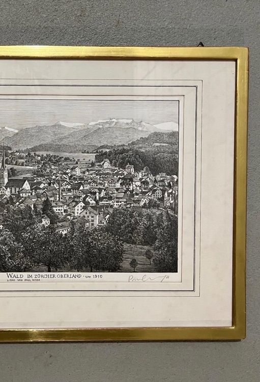 wunderschön gerahmter Stich/Litho Wald/ Kt Zürich. Paul Wyss (Gebraucht) in Rikon im Tösstal für ...