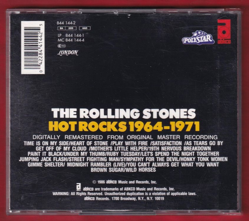 The Rolling Stones - Hot Rocks 1964-1971 (2 CD) (Gebraucht) in Zürich ...