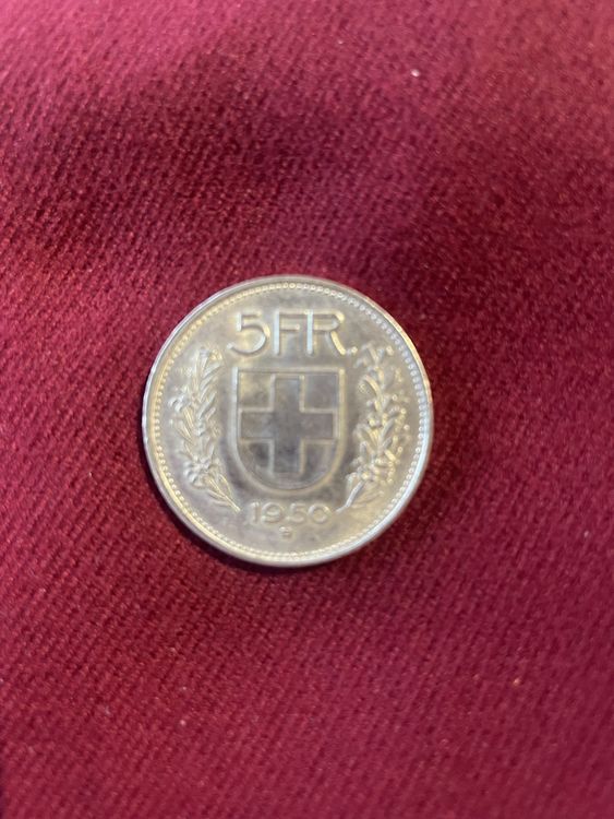 Silbermünze 5 FR. 1950 Schweiz (Gebraucht) in Wattwil für CHF 12 – mit Lieferung auf Ricardo kaufen