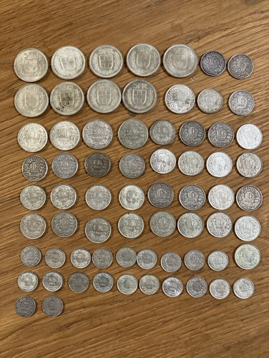 5Fr, 2Fr, 1Fr, 50Rp, Silbermünzen Schweiz, Jg ab 1920-1969 (D'occasion ...