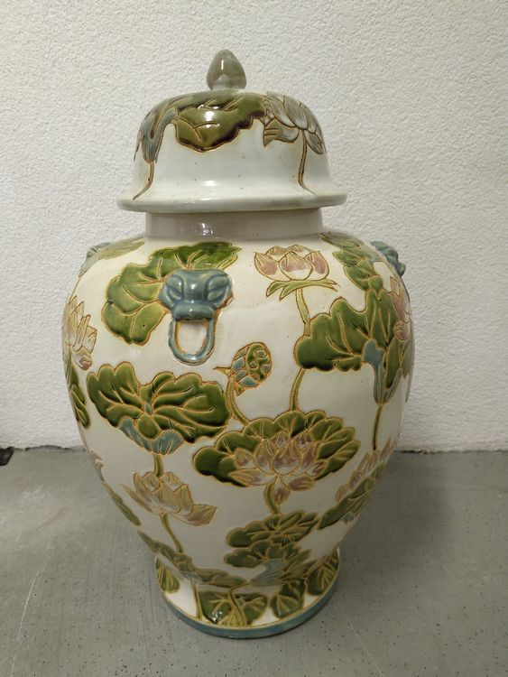 Keramik Vase mit Deckel mit floralem Muster (Gebraucht) in Gommiswald ...