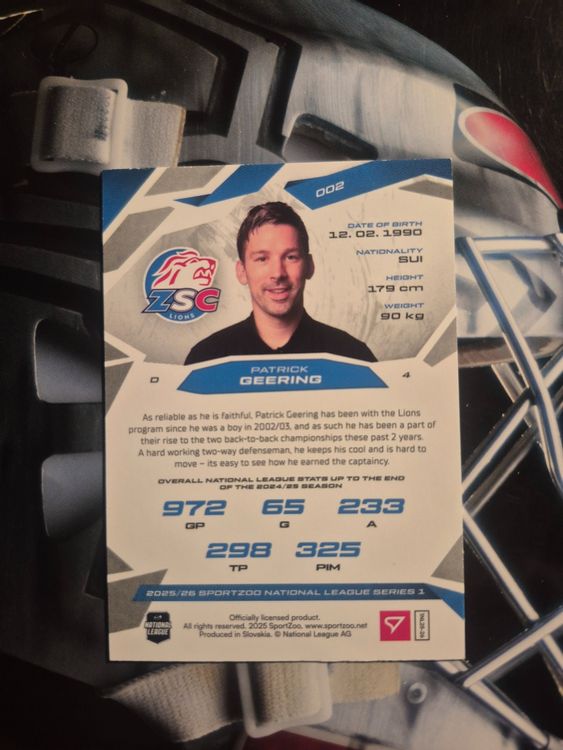 Patrick Geering ZSC Lions 2025/26 Sportzoo Blue (Gebraucht) in Treiten ...