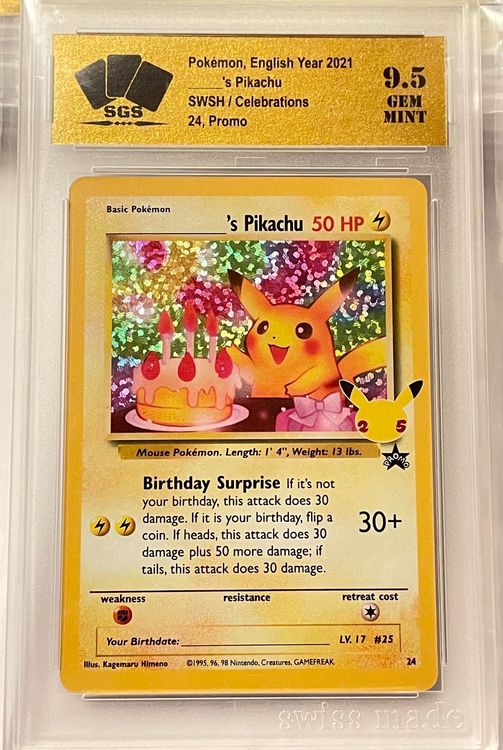 Pokémon Pikachu Gem Mint (GSG 9,5=PSA10) (Neu und originalverpackt) in ...