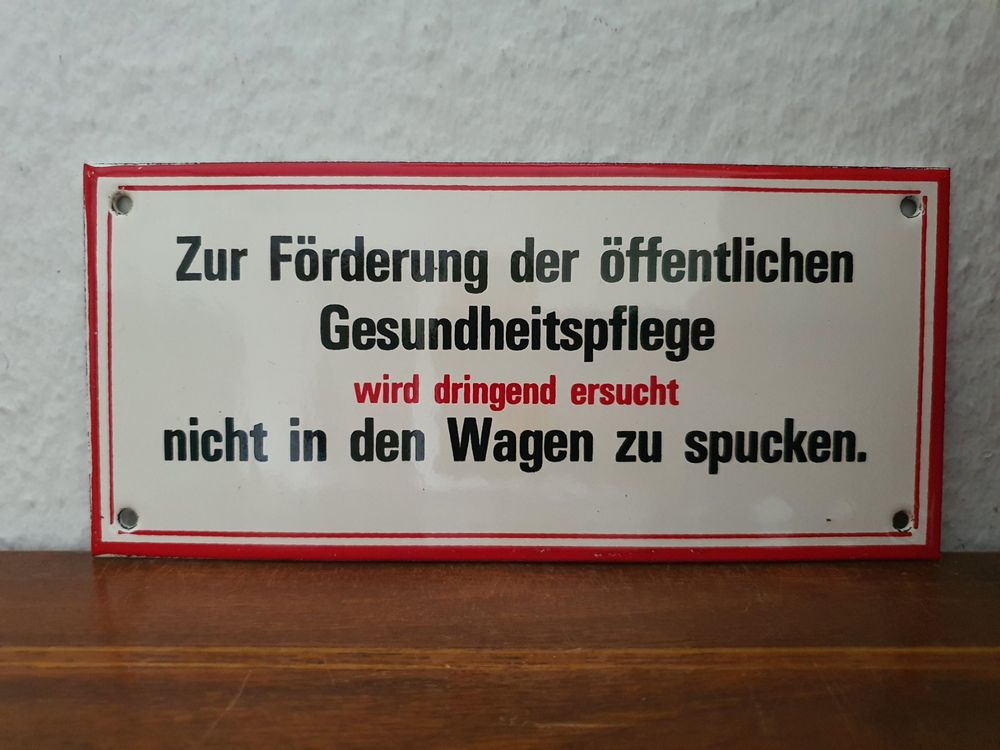 Emailschild Verboten spucken Bahn Zug Tram Emaille Schild | Kaufen auf Ricardo