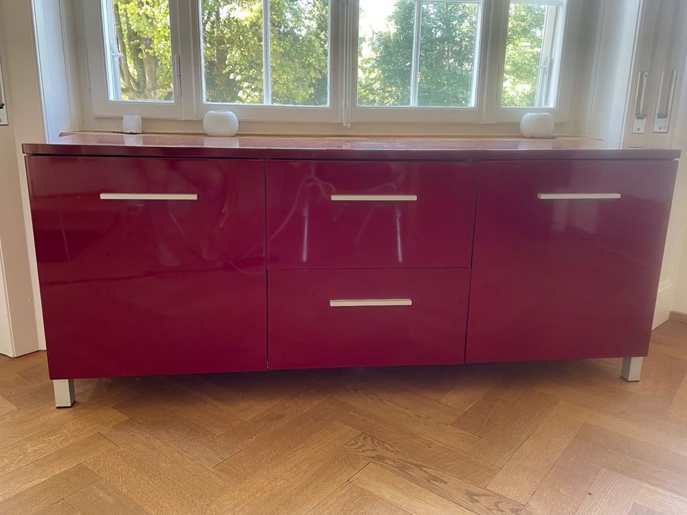 Luxus Sideboard Rot Hochglanz Bild