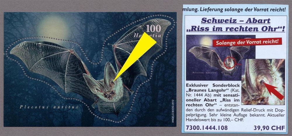 2012_FLEDERMAUS-Block_Abart "Riss i.rechten Ohr" ! ** | Kaufen auf Ricardo