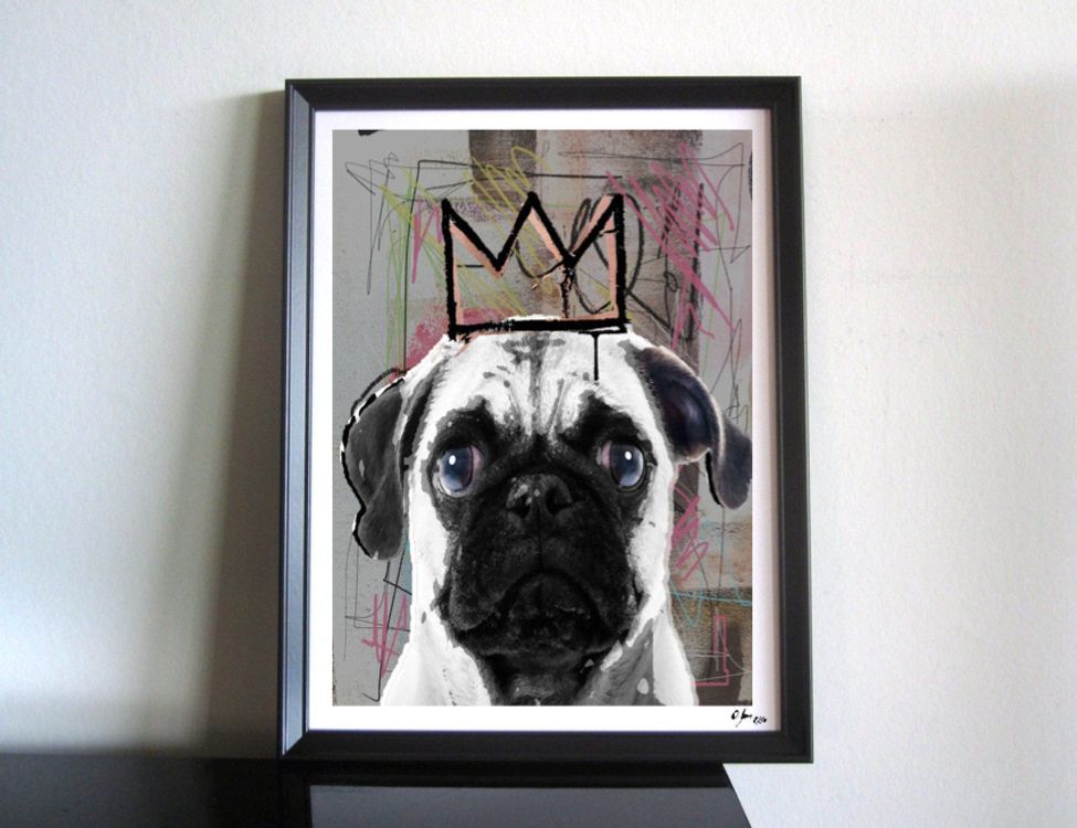 Mops Hund Pop Art Kunst Dog Krone Modern Crown Bild Funky (Neu (gemäss ...