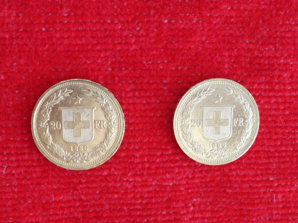 2 SCHÖNE HELVETIA 20 FR. MIT JAHRGANG 1886 "SEHR RAR" (Neu (gemäss Beschreibung)) in Gerlafingen ...