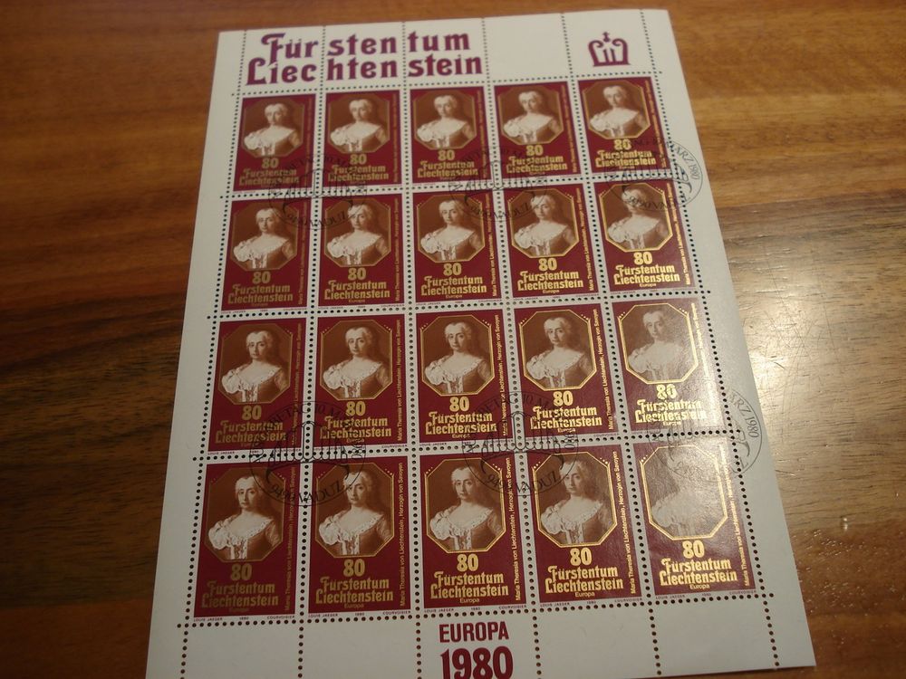 Liechtenstein 1980, Bogensatz Europamarken, ET-o (Gebraucht) in Niederwil AG für CHF 1.1 – mit ...