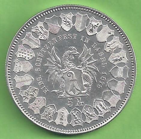 schöner Schweizer Silber 5 Franken-Schützentaler BASEL 1879 | Kaufen auf Ricardo