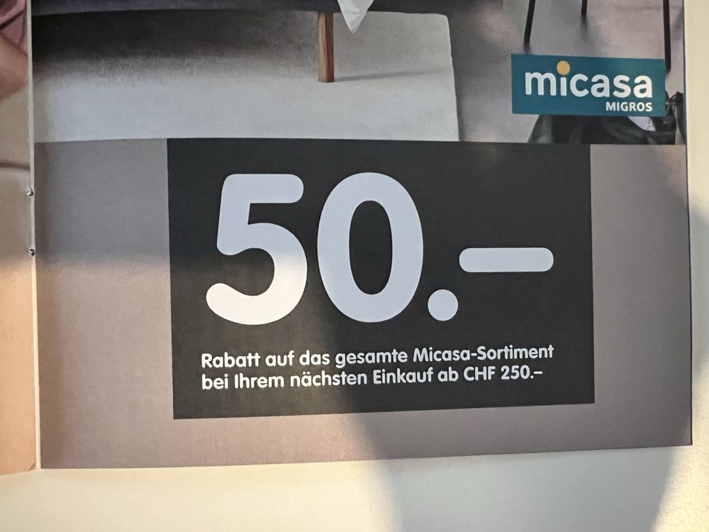 Gutschein MIGROS MICASA 50 CHF (AB CHF 250) GÜLTIG 30.04.24 (Neu und originalverpackt) in Zürich ...