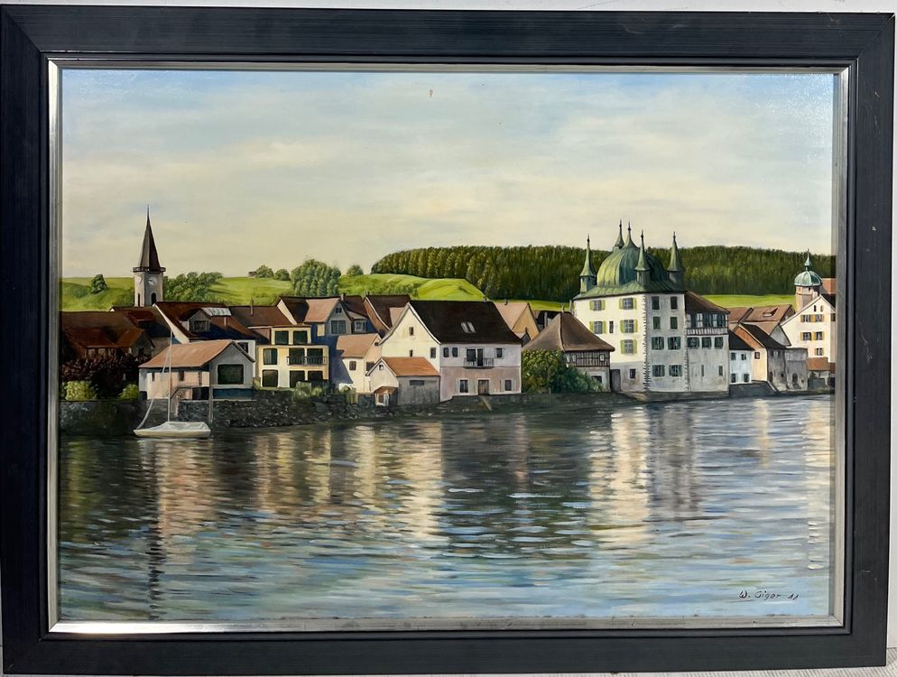 Walter Giger - Grosse Hafen Stadt Szene Gemälde (Gebraucht) in Root für ...