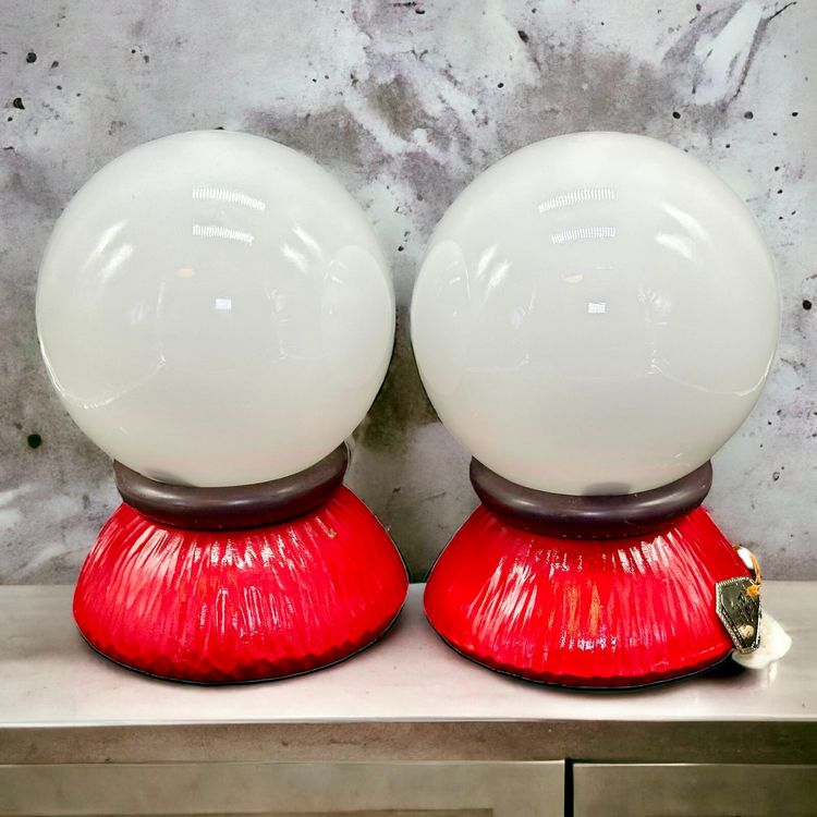 RARE lampes italiennes CREAZIONI P.S. bois peint et opaline (Gebraucht ...