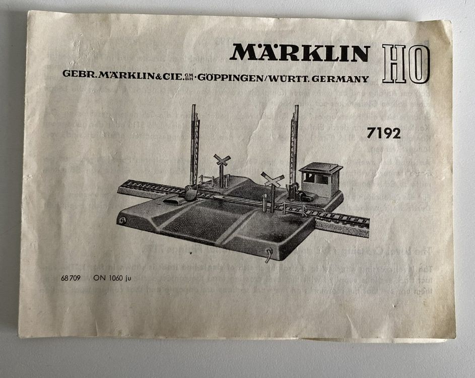 Märklin H0 Betriebs–Anleitungen Bahnübergang 7192 | Kaufen auf Ricardo