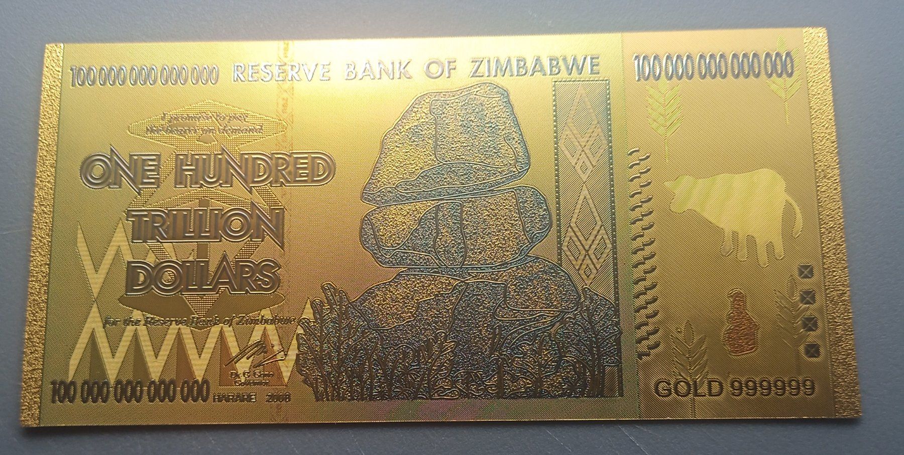 SIMBABWE - ZIMBABWE - 100 TRILLION DOLLAR - GOLDENE BANKNOTE (Neu ...