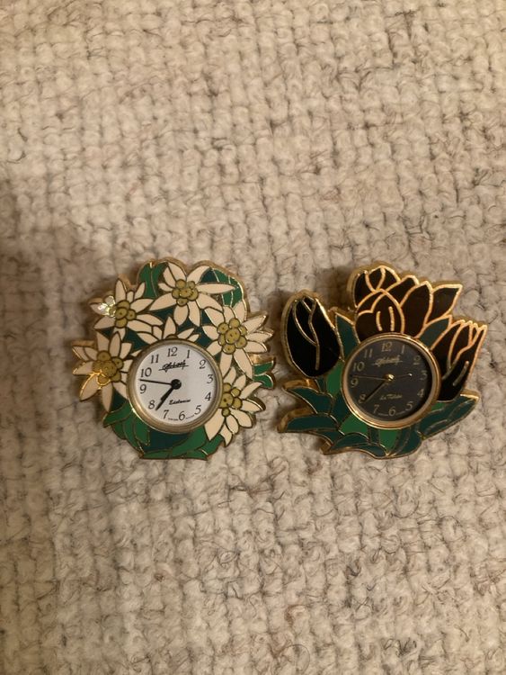 2 Broches "Swiss Edelweiss" Vintage à quartz (Neu (gemäss Beschreibung ...