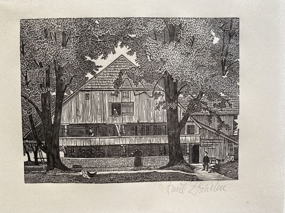 Emil Zbinden, Holzschnitt, Bauernhaus (Gebraucht) in Balzers für CHF 65 ...