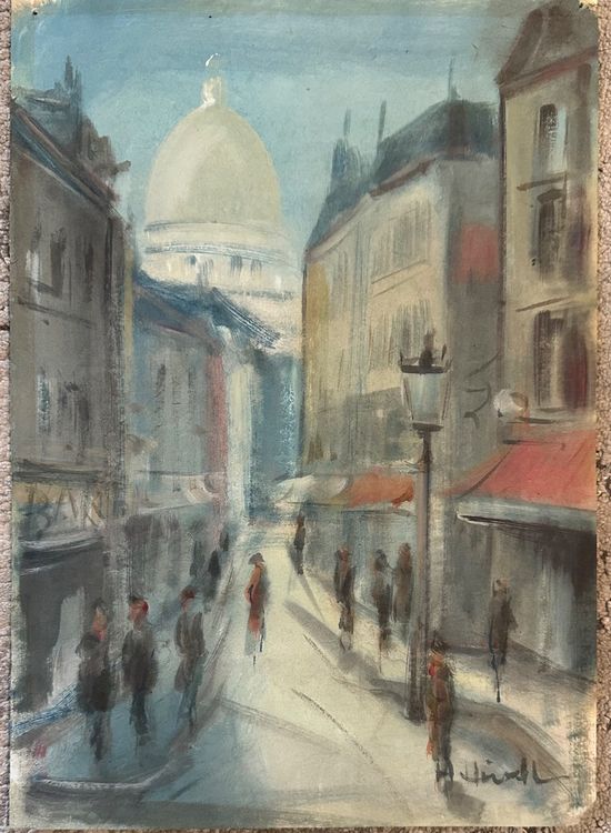 Albert Hürt (xx) Pariser Szene Pastell Gemälde | Kaufen auf Ricardo