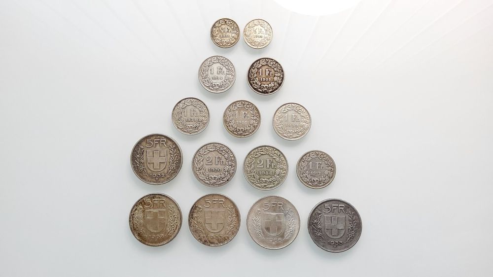 Collection de pièces de monnaies en argent 0,50cts-5frs | Kaufen auf ...