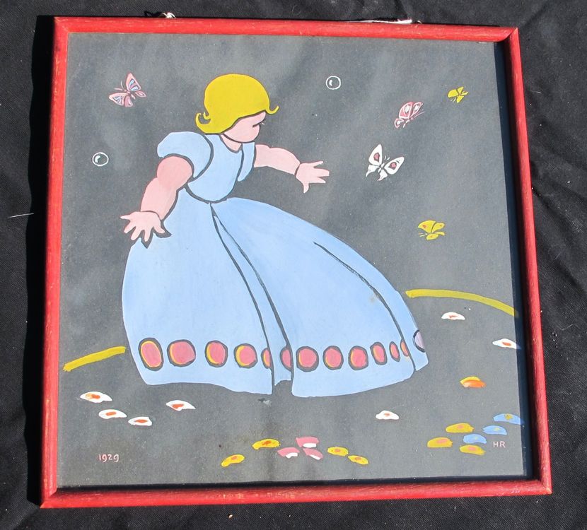 Kinderbild, gemalt, Original, 1929/ H.R. | Kaufen auf Ricardo