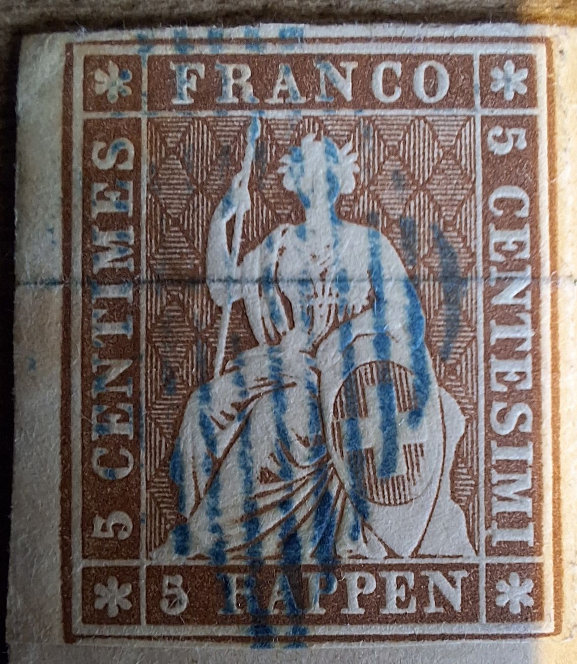 Strubelbrief 22A3 blaue Raute mit Attest Kat. 370.- Geneve (Gebraucht ...