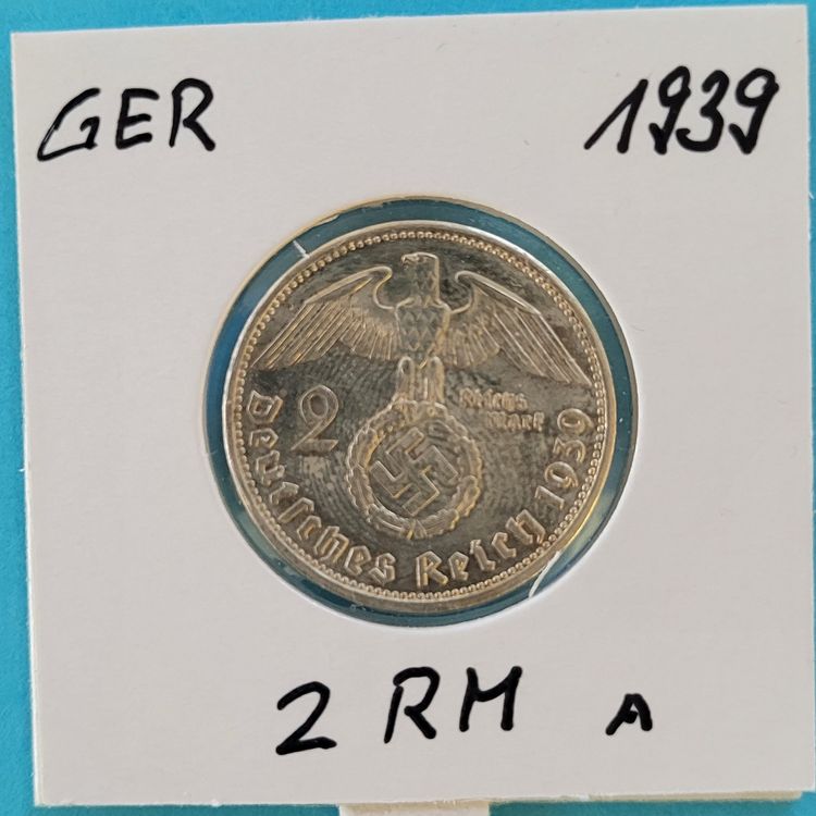 2 ReichsMark 1939 A Silber "Nazi-Deutschland" TopErhaltung (Gebraucht) in Oberriet SG für CHF 11 ...