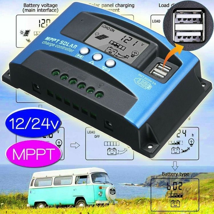 Solar Laderegler 100A MPPT Photovoltaik Laderegler Daul USB (Neu (gemäss Beschreibung)) in ...