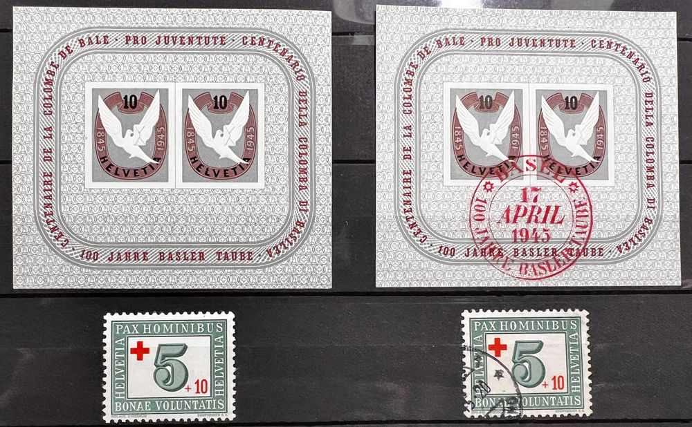 1945 Block Basler Taube ⦿ und ** hoher SBK ab 0.50 (Gebraucht) in St. Gallen für CHF 12.5 – mit ...